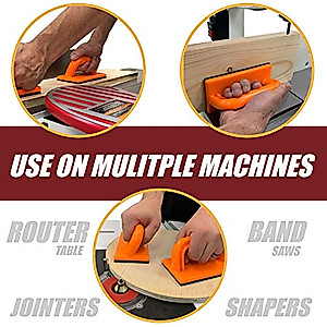 Safety Push Block 2 Pack, Safety Orange Color for High Visibility Ideal for Use On Router Tables, Jointers, Shapers and Band Saws