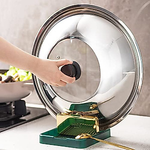 Pot Lid Holders With Removable Drain Tray Lid Stand Rack for Kitchen Cooking Pot Lid Organizer Spoon Rest Holder Cutting Boards Gold Rack