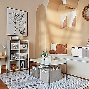 LoforHoney Home Bundle- Storage Bins with Metal Frames Beige Large 2-Pack & 4-Pack