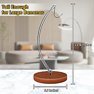 HOMKULA Banana Holder Stand - Farmhouse Banana Hook Hanger, Banana Tree Holder, Banana Rack for Kitchen Counter, Stainless Steel&Wooden Base (Silver V1)