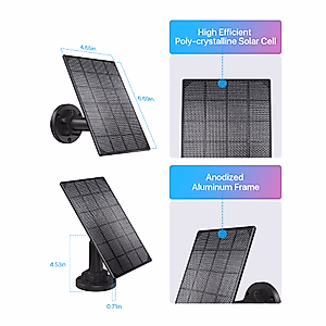 ZOSI Solar Panel Power Supply Only for ZOSI Security Wireless Rechargeable Battery Powered Camera C1pro & C306pro, IP66 Waterproof, 360° Adjustable Mounting Bracket, Non-Stop Charging
