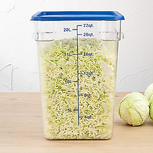 LID ONLY: Met Lux Food Storage Container Lid, 1 Square Marinating Container Lid - Fits 12, 18 And 22 Quart Containers, With Date Indicator, Blue Plastic Lid, Containers Sold Separately
