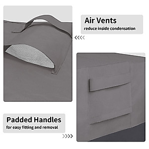 Easy-Going Outdoor Ottoman Cover, Waterproof Patio Ottoman Cover, Heavy Duty Outdoor Furniture Cover with Padded Handles (33"x33"x17", Gray/Dark Gray)