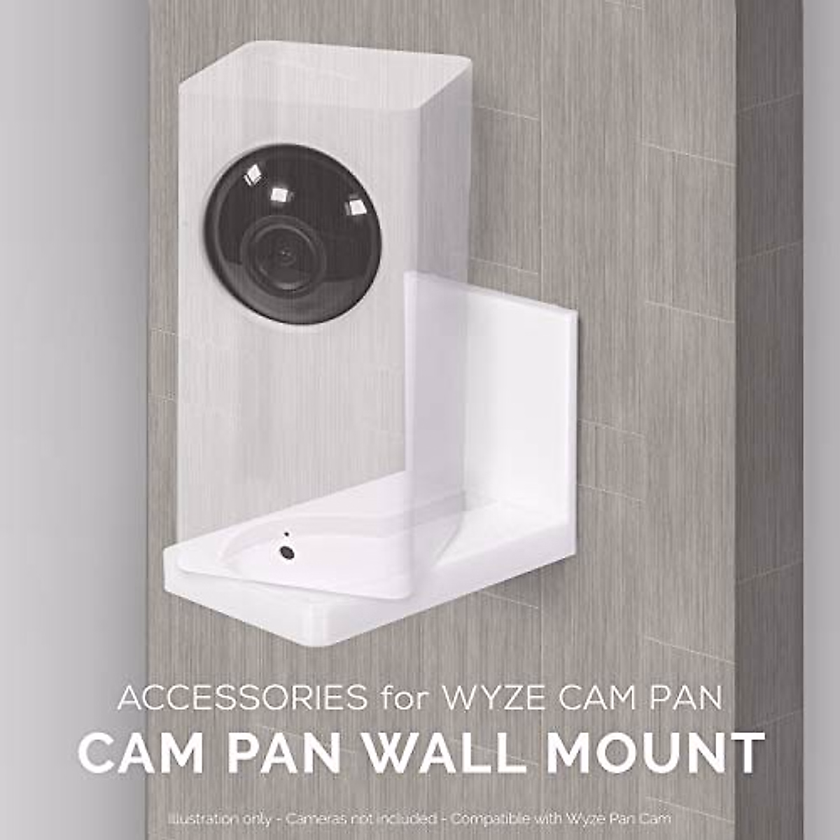 BRAINWAVZ Screwless Wall Mount Kit for Wyze Cam Pan, VHB Stick On - Easy to Install, Full Tilt & Pan Function, No Mess, No Drilling, Strong Adhesive Mount (White)