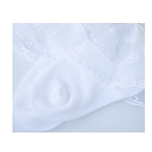 Twtility Toddler Baby Girls Ruffle Lace Socks Princess Dress Double Lace Cotton White Frily Socks