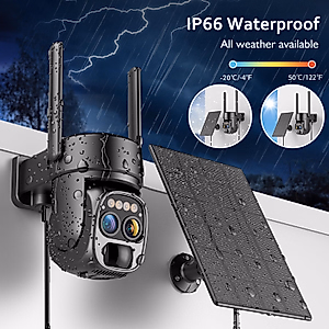Hawkray Solar Security Wireless Outdoor Camera,8X Zoom,2K Resolution 360° Pan Tilt Control,WiFi Battery Powered Camera with Spotlight Siren PIR Motion Detection