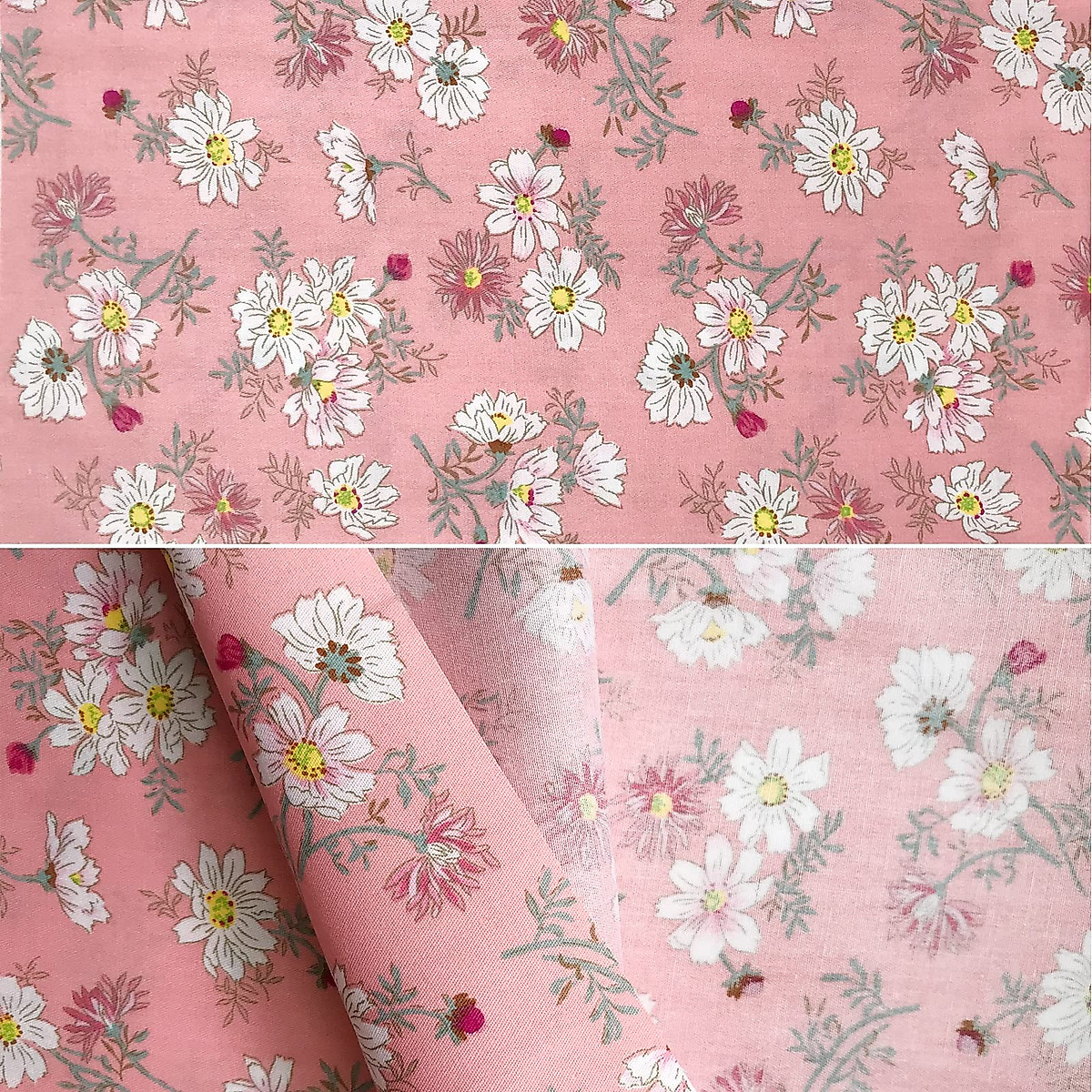 Qililandiy 7 Pieces Floral Printed Quilting Fabric, 100% Cotton Fat Quarter Fabric Bundles Fabric for Sewing Crafting Scrapbooking, 46cmx56cm (Approx. 18"x22") (Peony Lily)