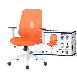 Nouhaus Palette Ergonomic Mesh Office Chair, Breathable Office Computer Desk Chair with Adjust Lumbar Support and Armrest Executive Task Chair (Bright Orange)