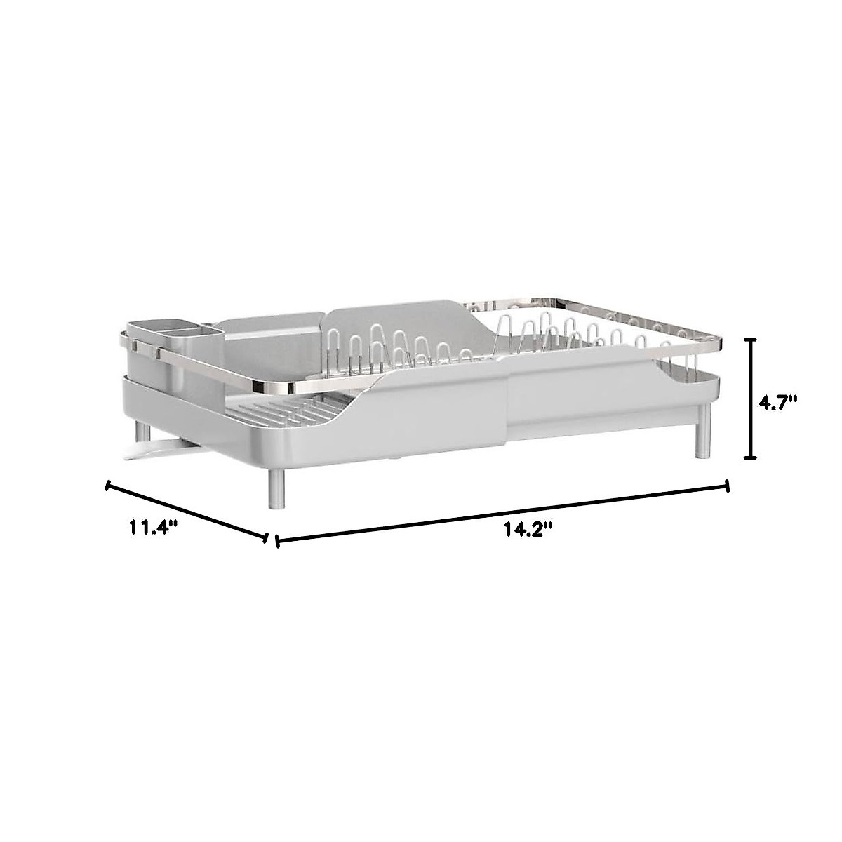 Dish Drying Rack, Stainless Steel Dish Rack and Drainaboard Set, Expandable(11.5"-19.3") Sink Dish Drainer with Cup Holder Utensil Holder for Kitchen Counter