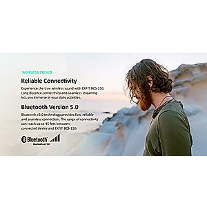 EXFIT BCS-150 | Wireless Bluetooth Headphones Neckbands with Clear Calls, Powerful Bass, Noise Reduction for Home Office, Video Conference (Black)