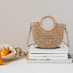 Freie Liebe Small Straw Purses Beach Woven Tote Bags for Women Summer Rattan Crossbody Bags Top Handle Handbags