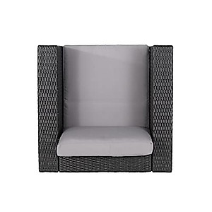 Christopher Knight Home Murano Outdoor Wicker Club Chair with Water Resistant Cushions, 2-Pcs Set, Grey / Silver