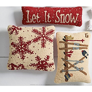 Chandler 4 Corners Artist-Designed Ski Rack Hand-Hooked Wool Decorative Throw Pillow (14” x 20”) Ski Pillow for Couches & Beds - Easy Care & Low Maintenance - Ski & Winter Sports Throw Rug