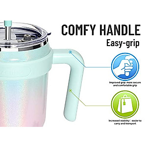 Zenbo 40 oz Tumbler With Handle,Lid and Straw | Stainless Steel Insulated Tumbler, Keeps Drinks Cold up to 34 Hours, Fit in Car Cup Holder, Dishwasher Safe and BPA Free