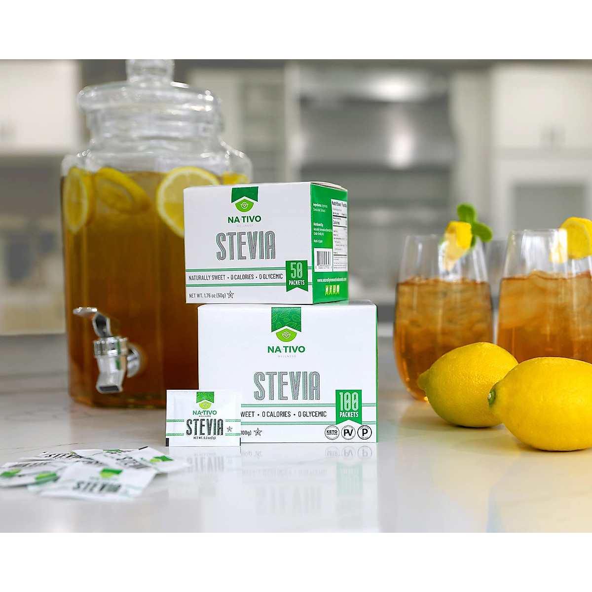 Stevia + Erythritol 1:8 Sweetener - 500 packets | 1 packet = 2 tsp of sugar | Healthier Sugar Substitute - 0 Calories - 0 Glycemic Index - Keto and Paleo - 0 Net Carbs - Non-GMO - NaTivo Wellness
