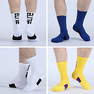 DRASEX Men's Cushioned Athletic Crew Socks 4 Pack Elite Basketball Compression Sport Running Hiking Socks