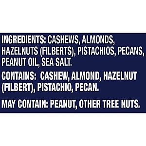 PLANTERS Deluxe Mixed Nuts with Hazelnuts, 15.25 oz. Resealable Canister - Cashews, Almonds, Hazelnuts, Pistachios & Pecans Roasted in Peanut Oil with Sea Salt - Kosher Savory Snack
