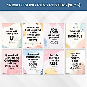 Decorably 16 Math Posters for Middle School, 11x14in Matte-Laminated Educational High School Math Classroom Decor