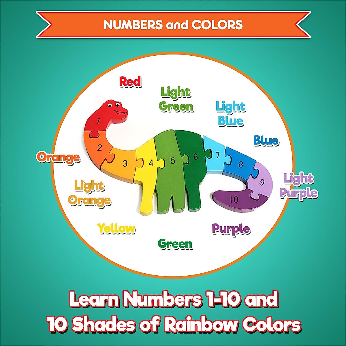 Animal Wooden Puzzles for Toddlers - Colors and Counting Building Toys and Toddler Games | Montessori Toys Wood Blocks with Storage Box and Learning Activities eBook - 3 Piece