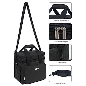ESMNOAN 21L Large Lunch Bag, Waterproof Leakproof, Double Deck Lunch Box, Keep Warm or Cold For Work Travel Picnic, Black