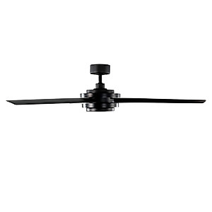 WAC Smart Fans Geos Indoor and Outdoor 3-Blade Ceiling Fan 60in Matte Black with 3000K LED Light Kit and Remote Control works with Alexa and iOS or Android App