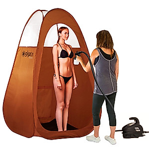 Gigatent Spray Tan Pop Up Tent - Professional Sunless Tanning Pop-Up Spraying Booth for Airbrush Art, Makeup & Painting - 50'' x 37'', Folds Easily in 30 Seconds - with Carry Bag,brown