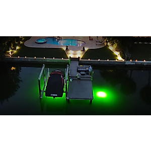 Saltwater Approved & Barnacle Burning Bulbs, Double Lamp Bright Green Underwater Fishing Light Kit, Dock & Fish Lights with 50' Cords (7,900 Lumens Each Bulb)