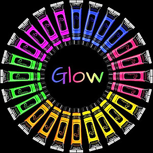 NewWay Glow in the UV Dark Body Paint Luminous Neon Paint, 1 FL.Oz x 24 Pcs in 6 Colors Party Supplies Black light Paint Water Soluble UV Light Makeup for Party Cosplay