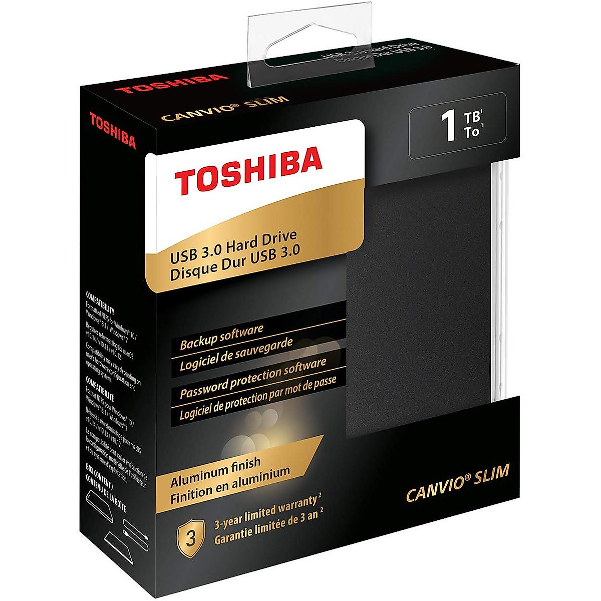 Toshiba DISQUE DUR DD CANVIO Slim 1TO - Noir