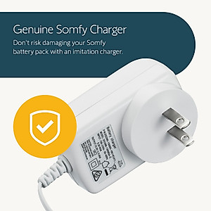 Somfy Sonesse Wirefree Plug-in Charger 9020672 - Compact & Efficient Lithium-Ion Battery Charger for ST30 & R28 Motors - 8-Hour Charge, 100-240V Input, 13.3V Output, Extended Reach Cable - #9020672