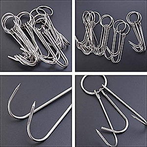 YARDWE 10Pcs Poultry Hanging Hook Stainless Steel Pork Hooks Meat Hook Heavy Duty for Bacon Roast Duck BBQ Grill Hanger Cooking Tools