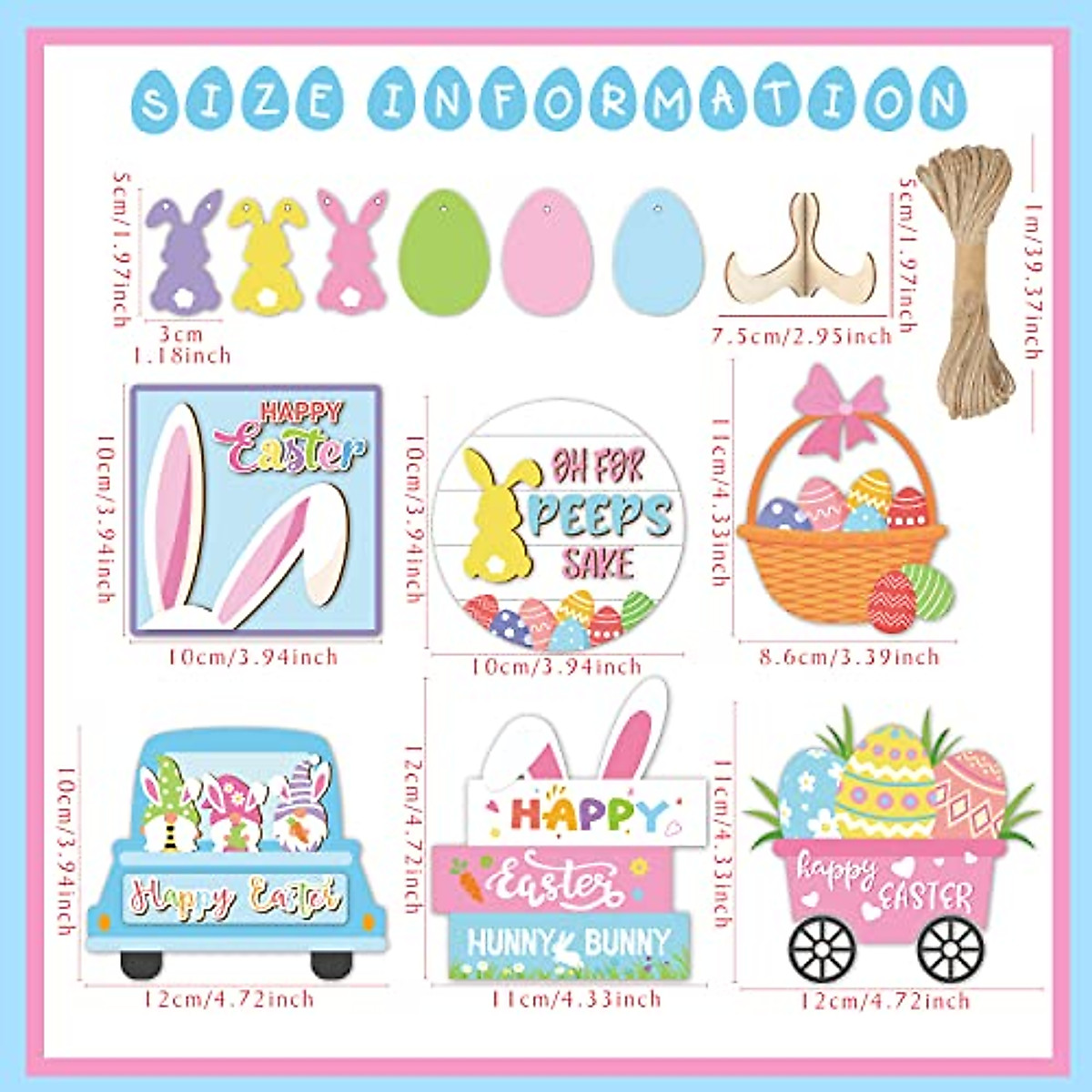 13 Pcs Easter Tiered Tray Decor Set Happy Easter Wooden Sign Gnome Plush Easter Egg Bunny Table Decor for Rustic Farmhouse Home Spring Easter Decorations