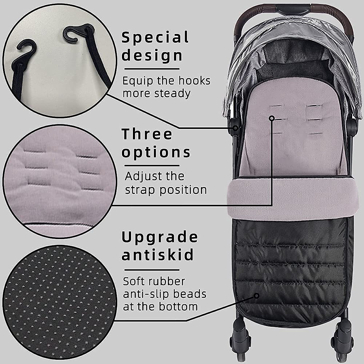 XIFAMNIY Universal Baby Thicken Stroller Footmuff Bunting Sleeping Bag to Protect Baby from Winter Cold Weather in Pushchair, Pram(Grey)