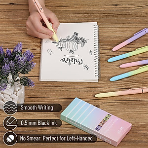 Mr. Pen- Retractable Gel Pens, 6 Pack, Gradient Color Barrels, Black Gel Pens, Fast Dry, Gel Pens Fine Point 0.5mm, Retractable Pens, Cute Pens, Gel Ink Pens, Aesthetic Pens for Journaling