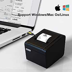 Rongta POS Printer, 80mm USB Thermal Receipt Printer, Restaurant Kitchen Printer with Auto Cutter Support Cash Drawer,USB Serial Ethernet Interface Optional for Windows/Mac/Linux (RP326)