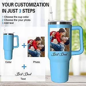 Personalized Gifts Custom Tumbler with Straw 40 Oz Customized Stainless Steel Insulated Travel Cup Add Name,Photo,or Logo,Custom Travel Coffee mug,Personalized Photo Gifts for Women Men