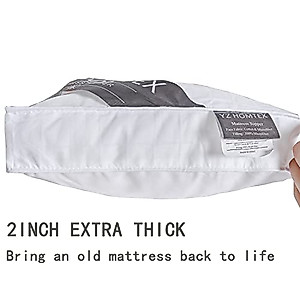 Warm Mattress Topper Twin 2 Inch Soft Plush Pillow Top 400TC Cotton Mattress Pad Bed Topper, Hotel Quality Down Alternative Pillow Topper, White