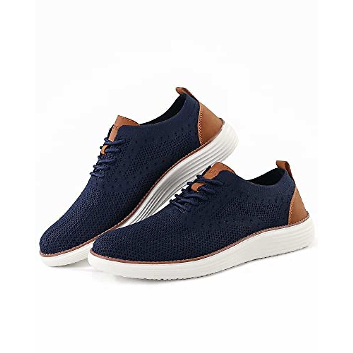 VILOCY Men's Dress Sneakers Oxfords Casual Business Shoes Lace Up Lightweight Walking Knit Mesh Fashion Sneakers Navy,US11 EU44