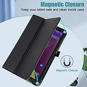 DMLuna Case for TCL Tab 8 LE 8" Tablet (Model: 9137W) 2023 Release, (Not Fit TCL Tab 8 Model: 9038S), Folio Premium PU Leather Stand Cover with Hand Strap/Card Slot, Black