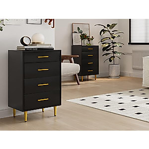 Semiocthome White Chest of 4 Drawers with Glasstop and Velvet Lining, Vanity Desk Side Cabinet for Jewelry Display, Tall Nightstand for Bedroom, Storage Cabinets Jewelry Storage Drawer for Women