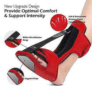 Runkelai Plantar Fasciitis Night Splint: 2 Packs Upgraded Plantar Fasciitis Brace with Support Plate for Plantar Fasciitis Relief Achilles Tendonitis Relief Foot Drop Heel Arch Pain Support for Women Black-Red