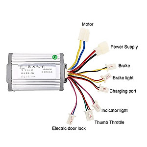 24V 1000W Brush Motor Controller, Speed Controller and Throttle Heat Dissipation Stable Speed Undervoltage Protection with Key for Electric Bicycle