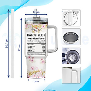 Hyturtle Personalized Coffee Tumbler Hairstylist Customized Name 40 oz Tumbler with Handle and Straw Lid, Birthday Gifts For Hairdressers Men Women Insulated Mugs Wine Tumblers Stainless Steel Cups