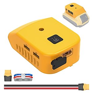 Kzreect Power Wheels Battery Adapter with USB Ports & XT60 Port, Fit for DeWalt 20V Battery, Fast Charging USB Charger Power Adapter for Mobile Devices, DIY Projects, Work Light (Tool Only)