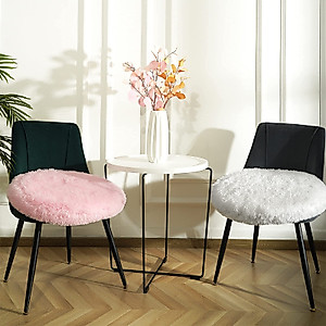 Espiraio Seat Cushion, Super Soft Comfortable Round Cushion, Non-Slip Fluffy Chair Cushion, Plush Chair Cover Chair Pads, Home Decor Cushions for Bedroom Sofa and Stools Floor Cushion 20 Inch White