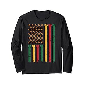 June 19, 1865 US Flag Fisting Hands and Flowers Long Sleeve T-Shirt