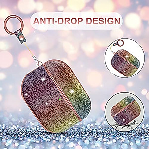 WETAL Girls Bling Case for Apple Airpods Pro Case Cover, Stylish Glitter Protective Case Skin with Keychain Compatible with Airpod Pro, Multicolor