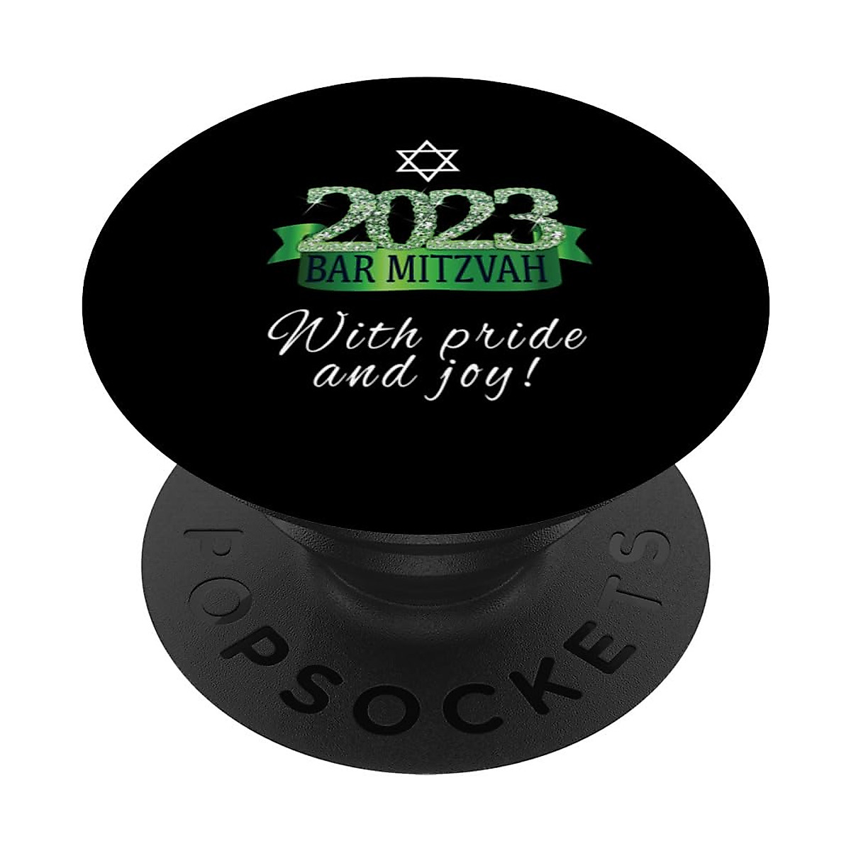 Bar Mitzvah 2023 I With Pride & Joy I Green Banner Decor PopSockets Standard PopGrip
