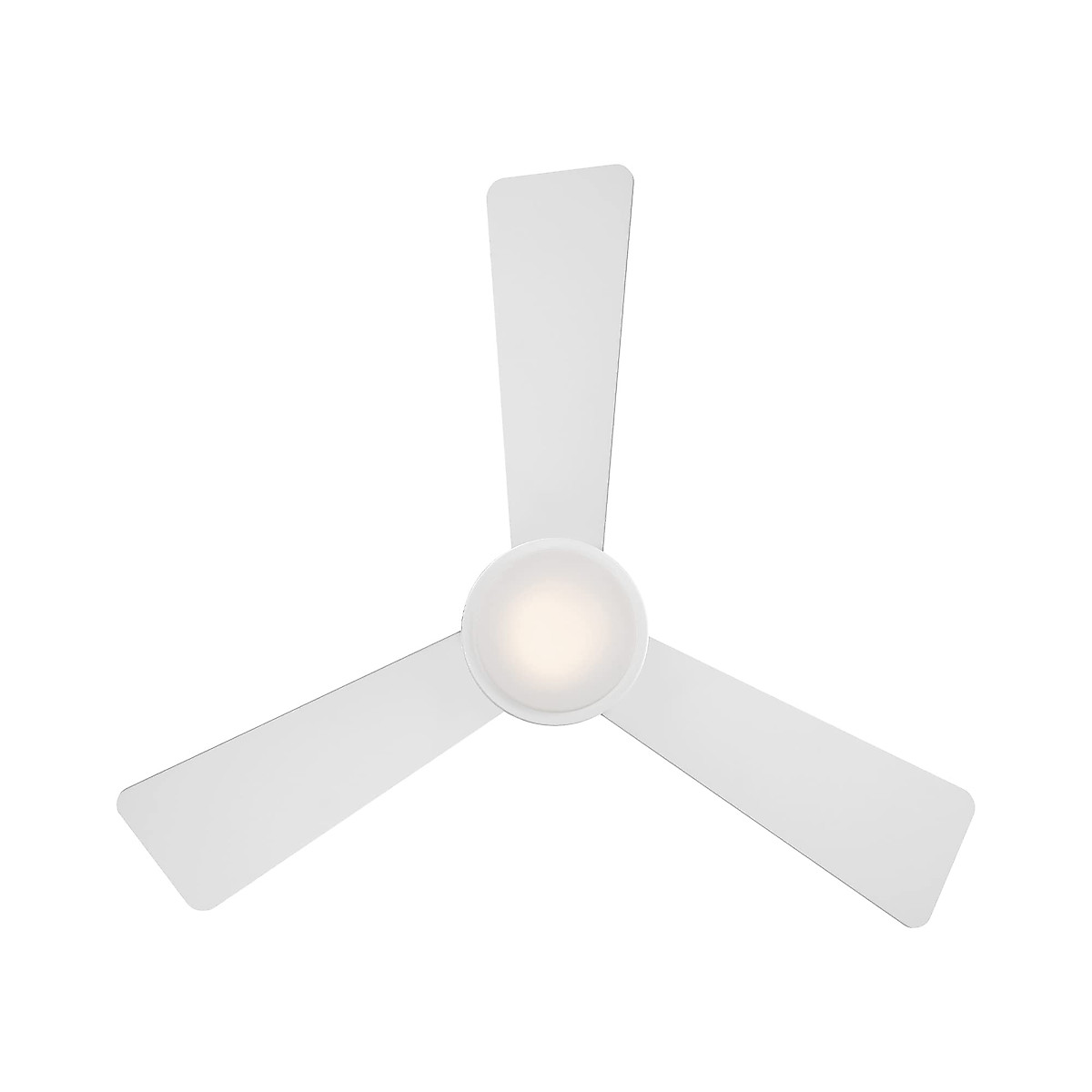 WAC Smart Fans Hug Indoor and Outdoor 3-Blade Flush Mount Ceiling Fan 44in Matte White with 3000K LED Light Kit and Remote Control works with Alexa and iOS or Android App
