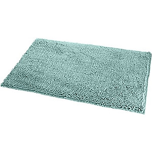 Amazon Basics Non-Slip Microfiber Shag Bathroom Rug Mat, 21" x 34", Seafoam Green
